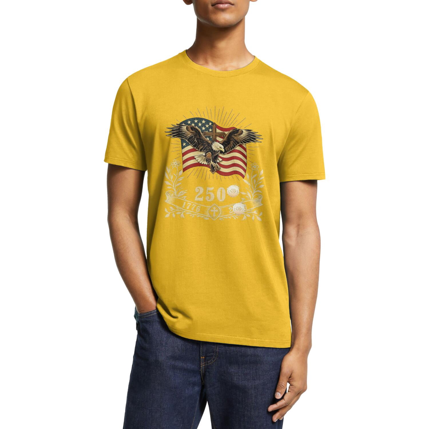250 Years of Freedom 250th Anniversary Yellow T-Shirt Designed with a ...