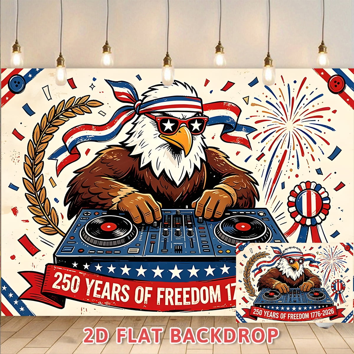 250 Years of Freedom Backdrop, American Independence Day Themed Decor ...