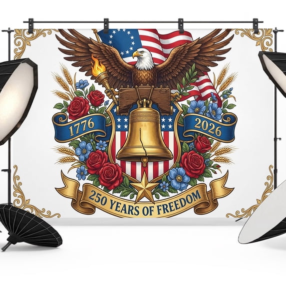 250 Years of Freedom Backdrops for Photography, Bald Eagle Bell Flower ...