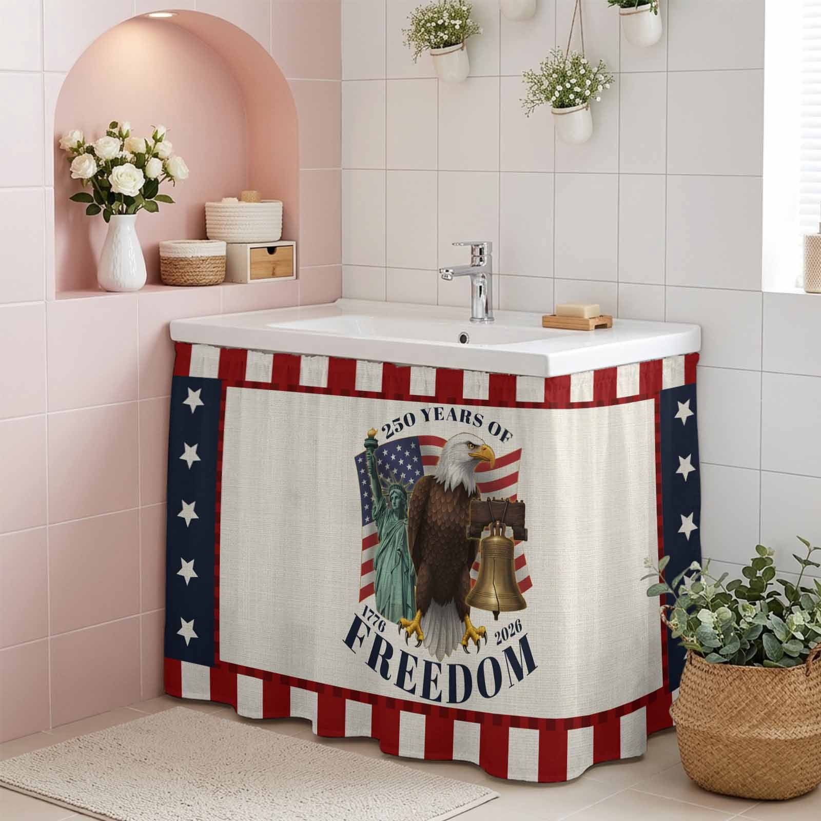 250 Years of Freedom Cabinet Curtains 35" W x 35" L, Independence Day ...