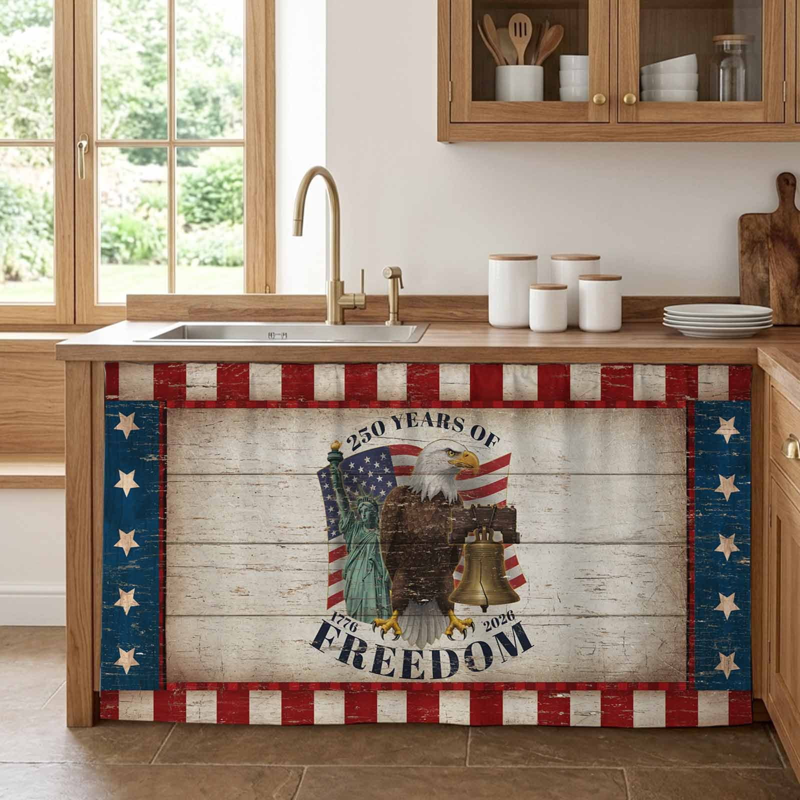250 Years of Freedom Cabinet Curtains for Kitchen 32"W x 55"L ...