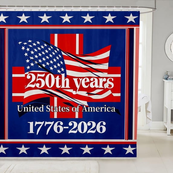 250 Years of Freedom Fabric Shower Curtain USA Flag for 250th ...