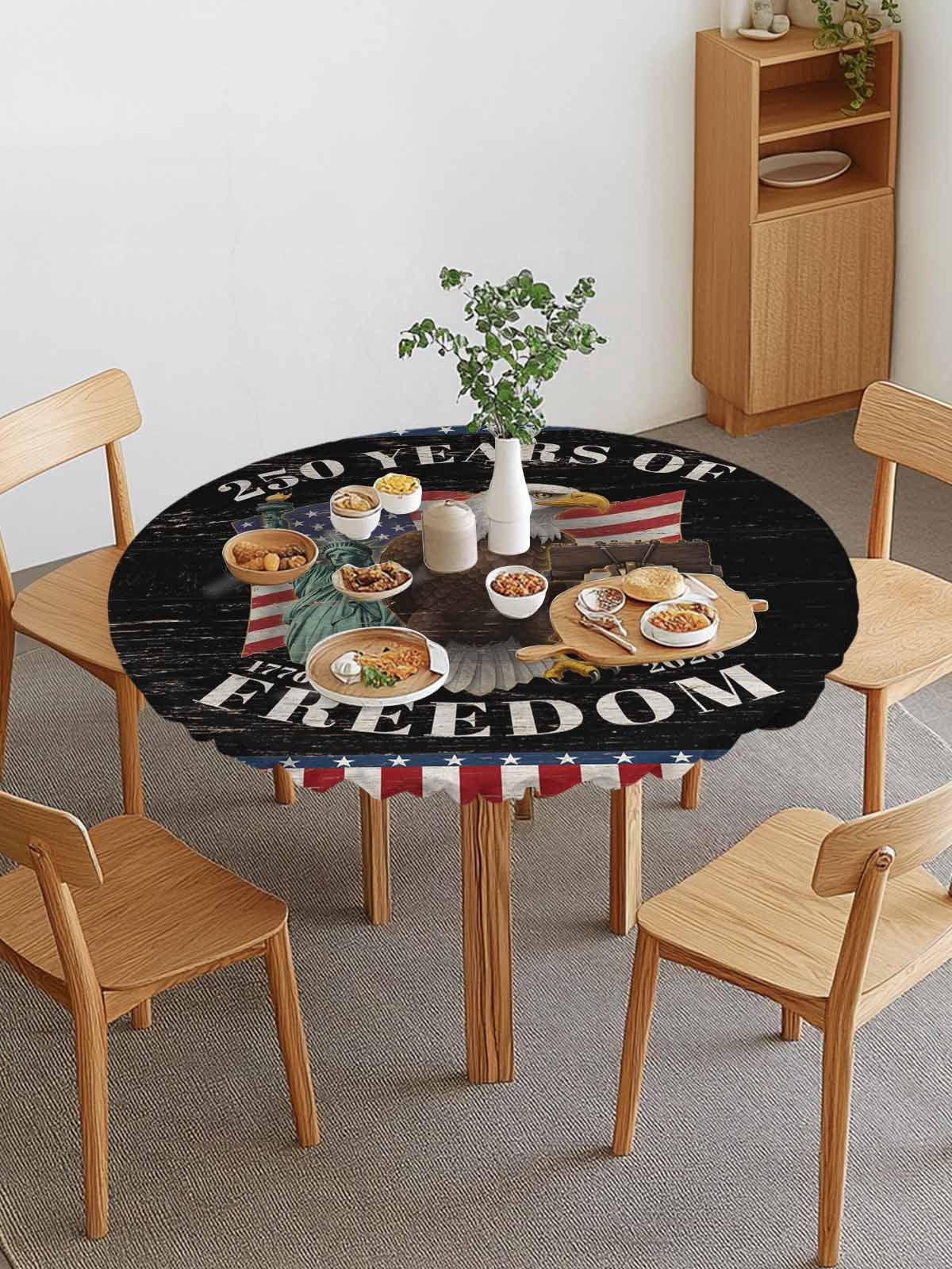 250 Years of Freedom Round Fitted Tablecloth with Elastic Edge ...