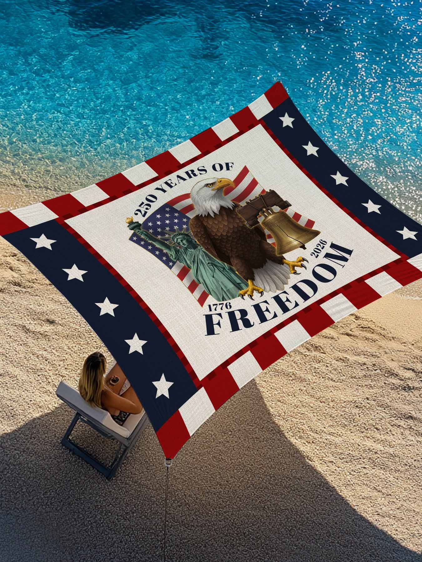 250 Years of Freedom Sun Shade Sail 8' x 10', Independence Day Bald ...