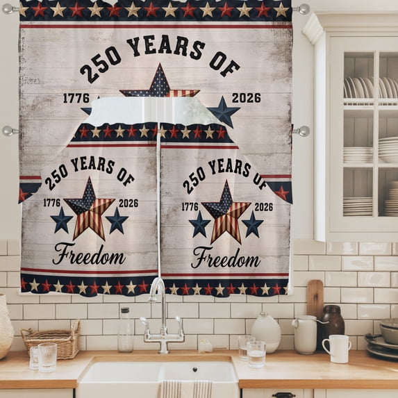 250 Years of Freedom Swag Curtains Valance and Tier Set, Independence ...