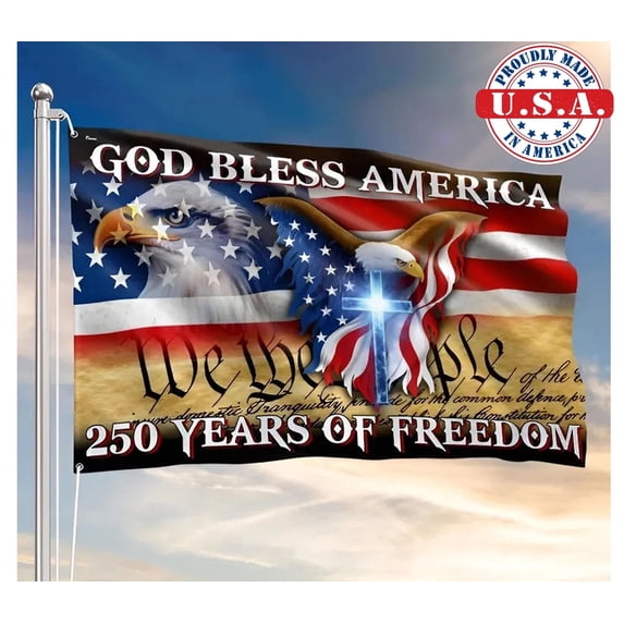 250 Years God Bless America Flag, 250th Anniversary USA Patriotic Two ...