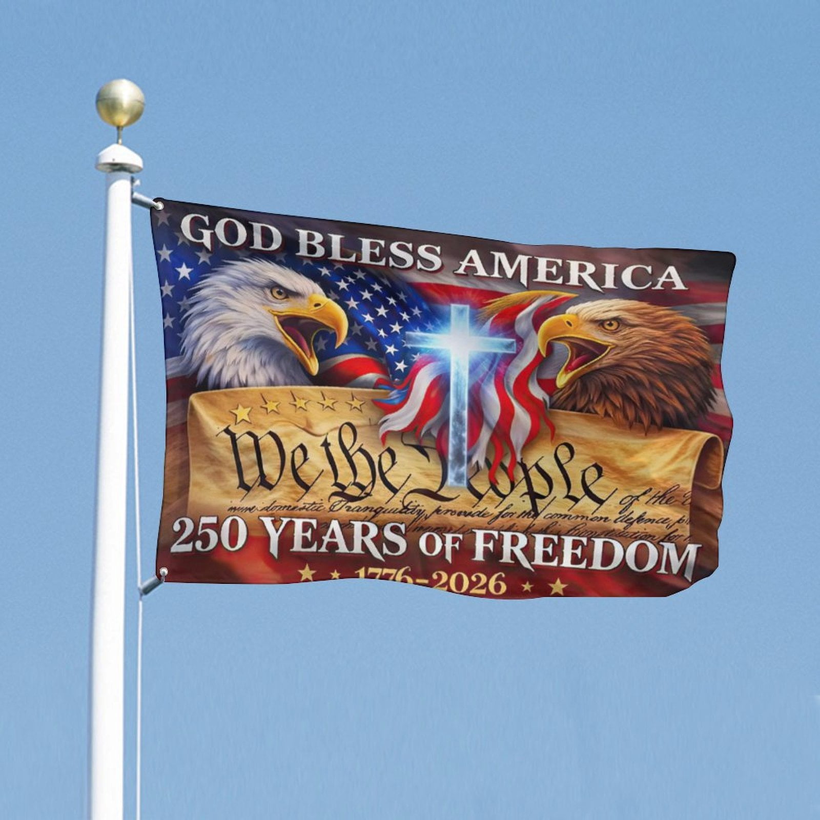 250 Years God Bless America Flag 3x5 ft Double-Sided 1776–2026, USA ...
