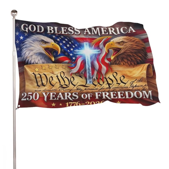 250 Years God Bless America Flag 3x5 ft Single-Sided 1776–2026, USA ...