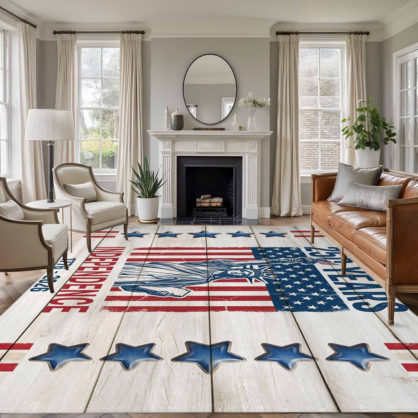 250 Years Independence 8x10 Area Rugs for Living Room, Statue of ...