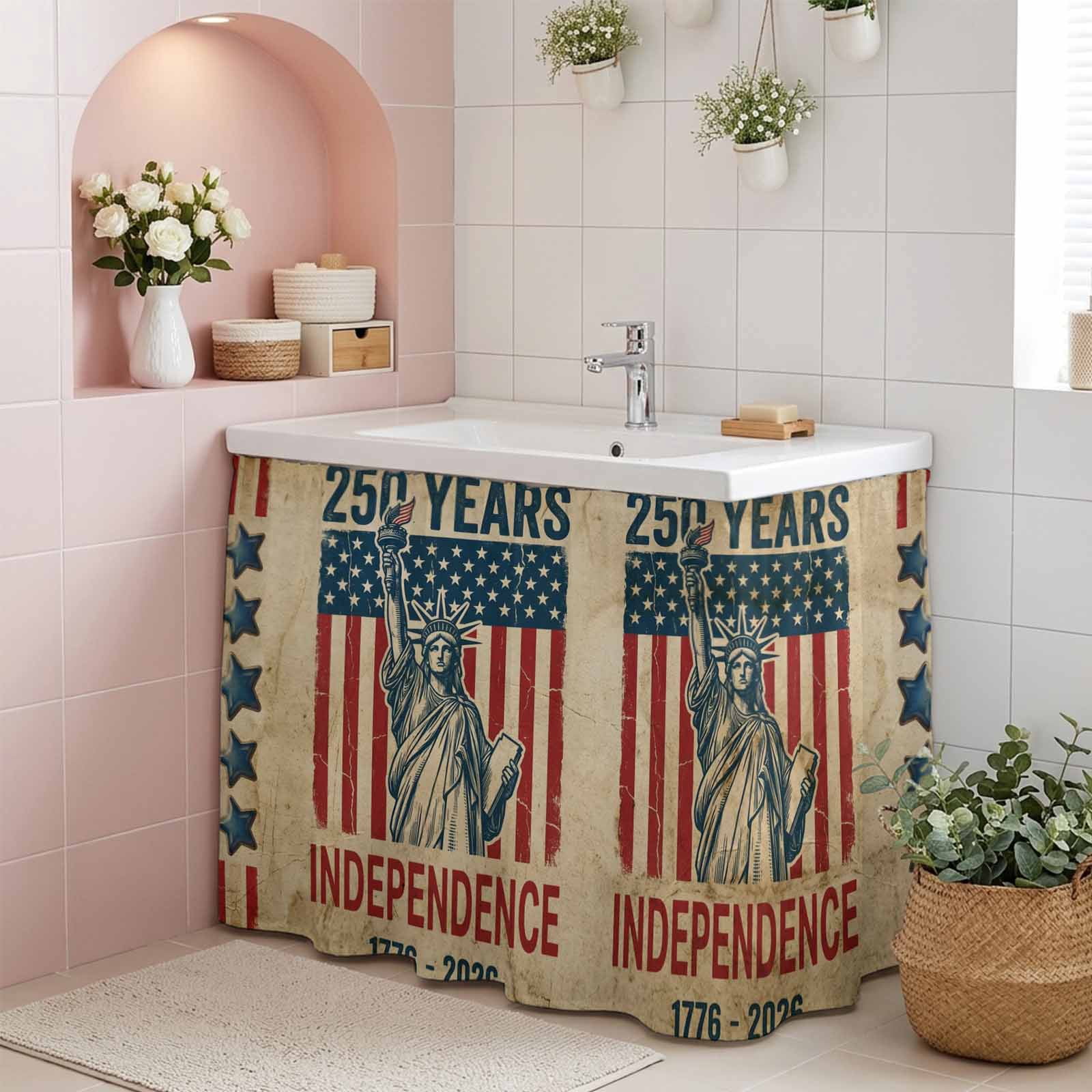 250 Years Independence Cabinet Curtains 35" W x 35" L, Statue of ...
