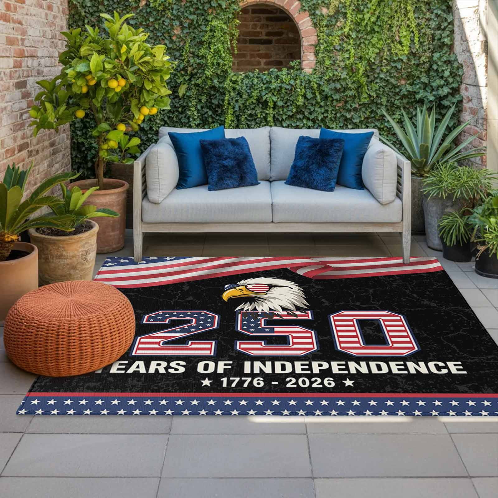 250 Years of Independence Indoor Outdoor Rugs 4x6 Ft, 4th of July Eagle ...