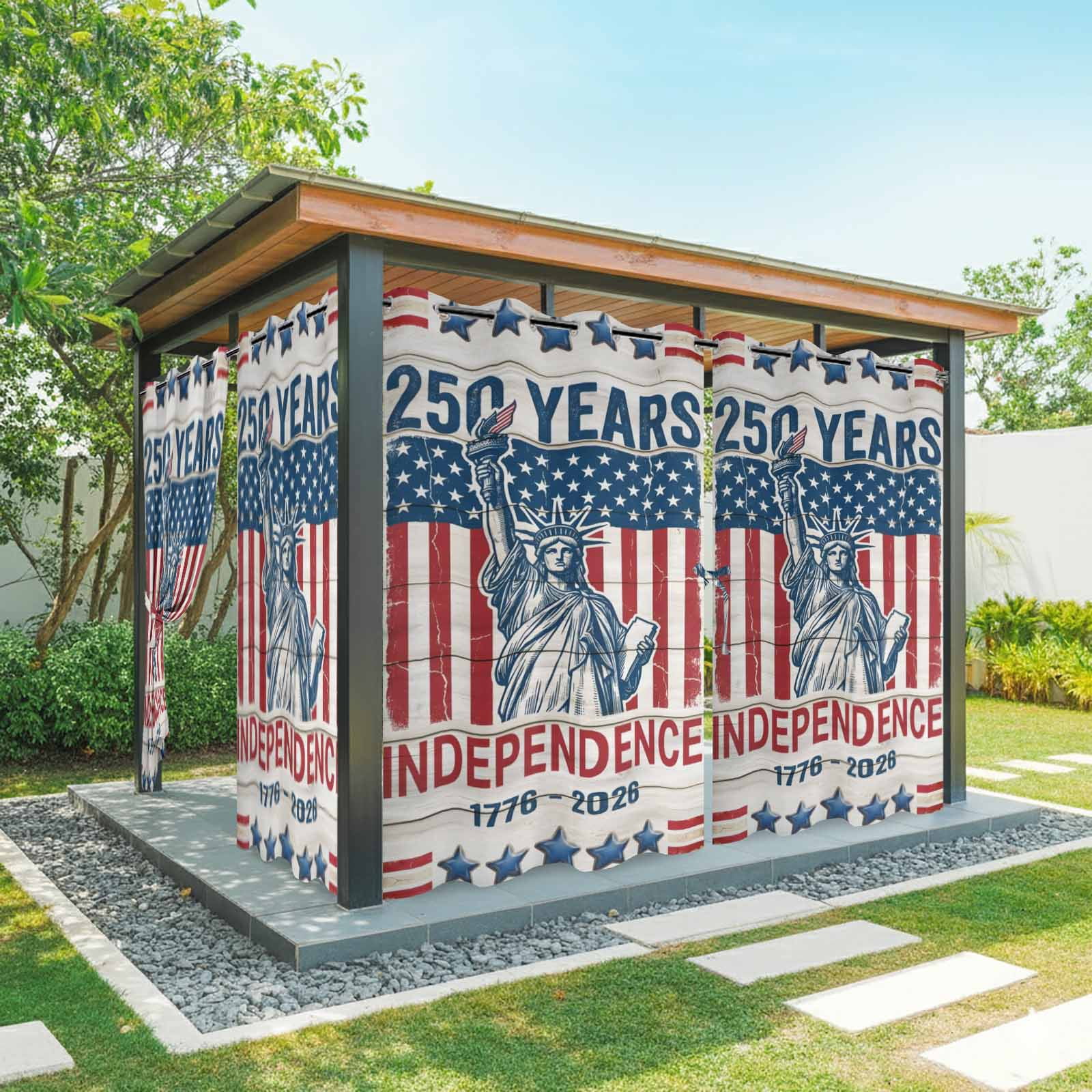 250 Years Independence Outdoor Curtains for Patio, Statue of Liberty ...