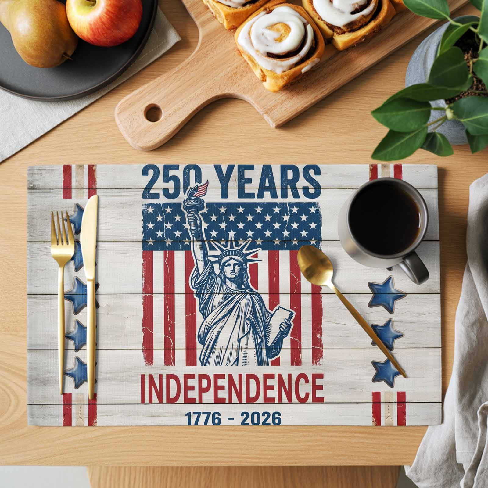 250 Years Independence Placemats Set of 2, Statue of Liberty American ...