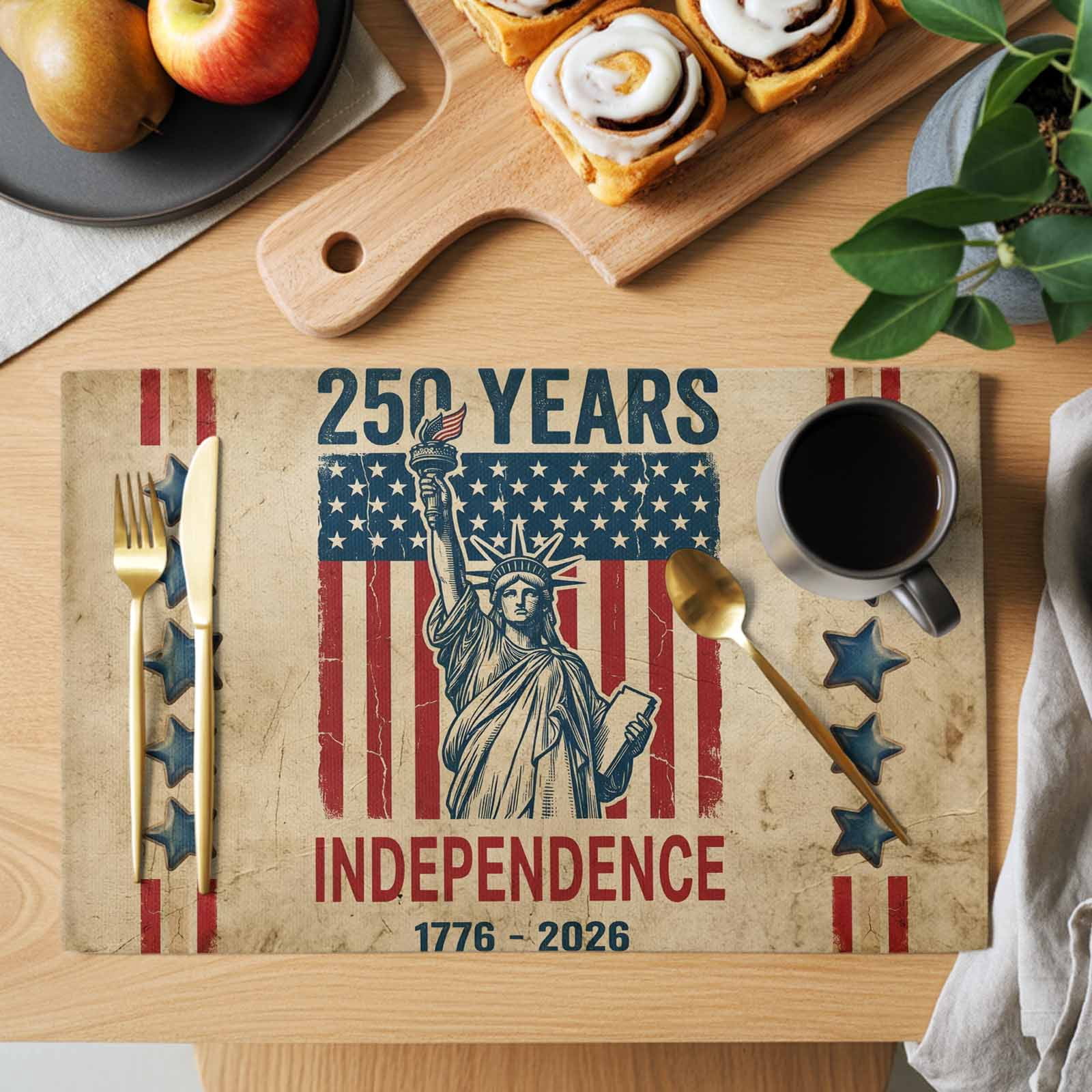 250 Years Independence Placemats Set of 8, Statue of Liberty American ...