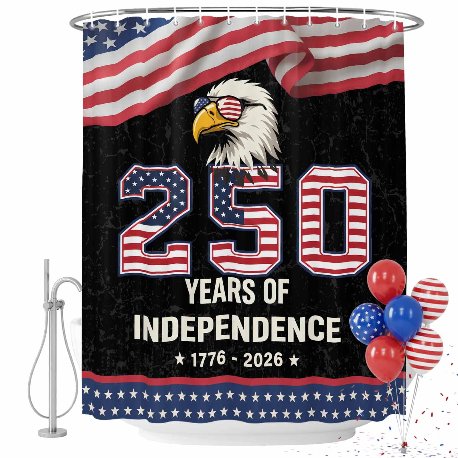 250 Years of Independence Shower Curtain for Bathroom, 4th of July ...