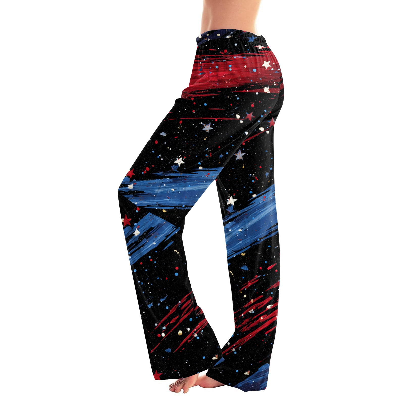 250 Years Pants for Women Patriotic American Flag Print Elastic High ...