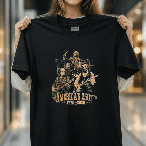250 Years Patriot Guitar Drum Band Stars Stripes 1776 2026 Wear Unisex ...