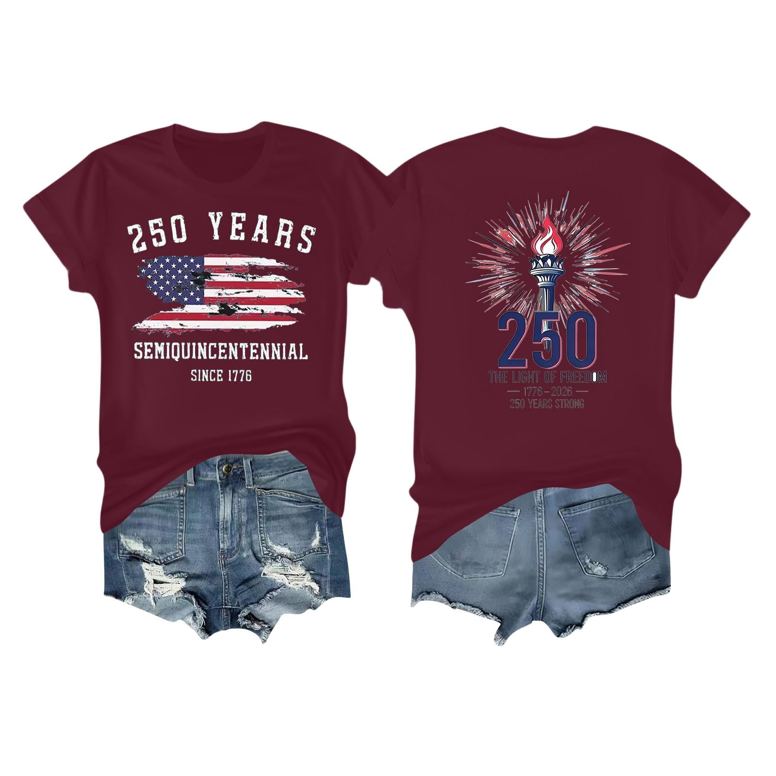 250 Years Semi-Quincentennial Anniversary Graphic Short Sleeve Crewneck ...