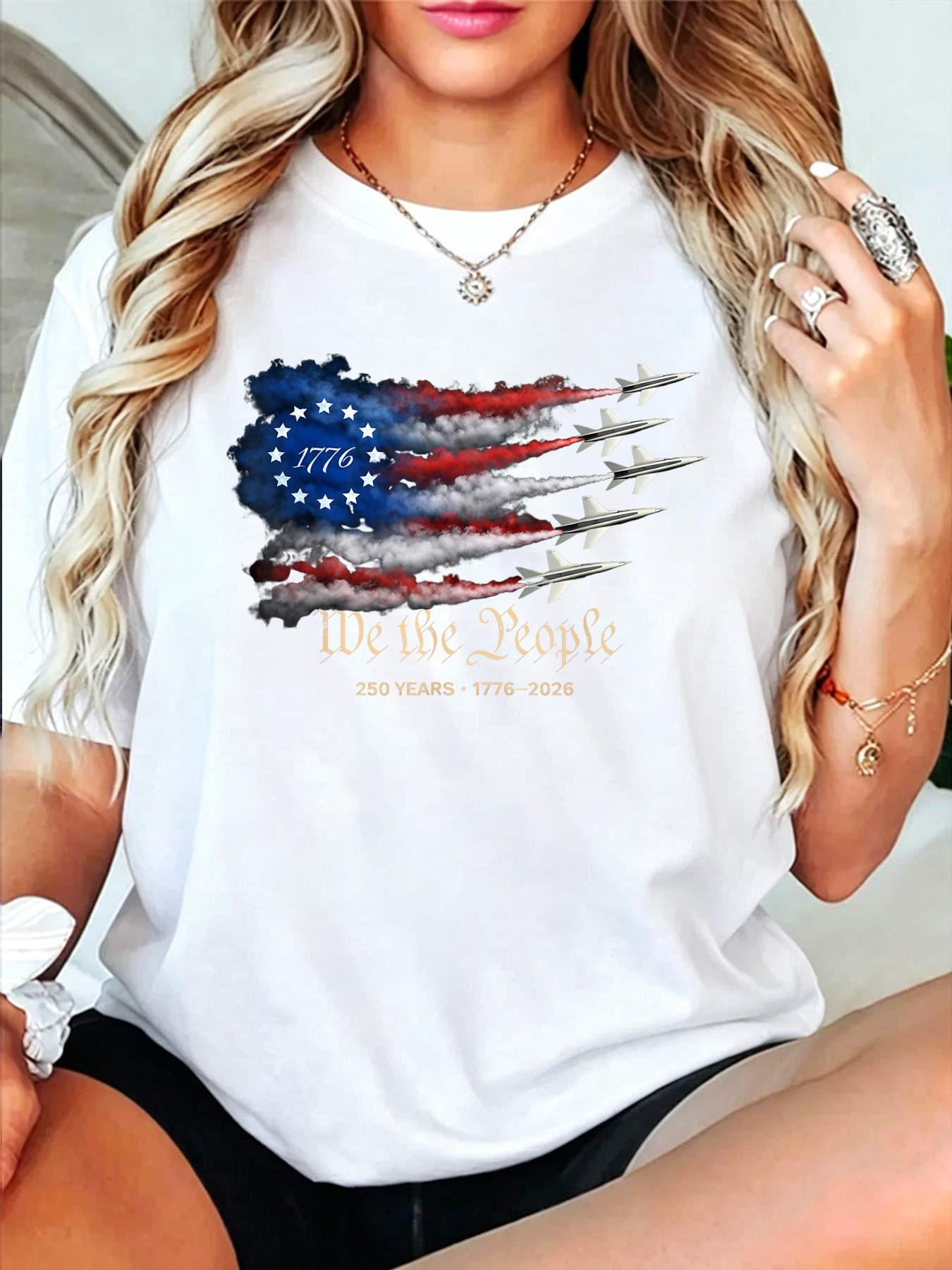 250 Years USA 1776–2026 Patriotic Fighter Jets We The People T-Shir ...