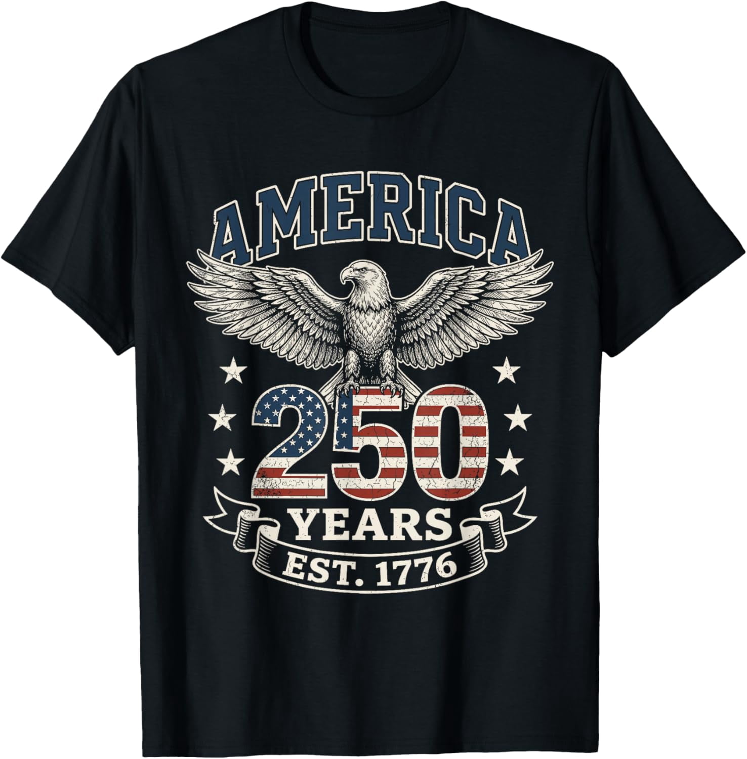 250 Years USA Anniversary Eagle Freedom Patriotic Vintage T-Shirt ...