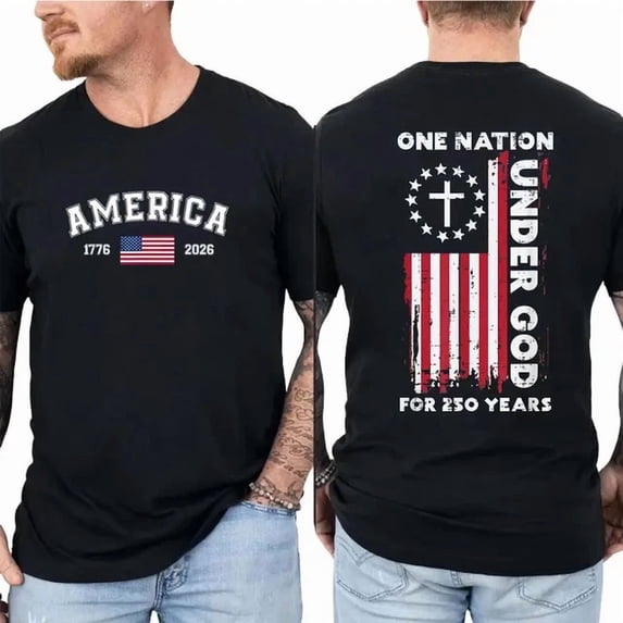 250 Years USA Christian T-Shirt, American Flag 1776â€“2026 Patriotic ...