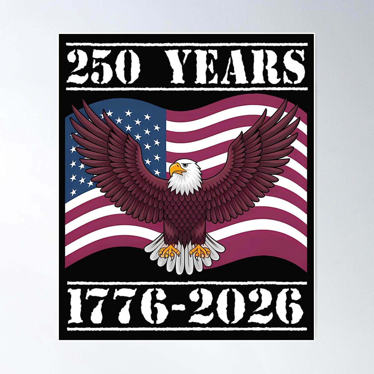 250 Years USA Eagle And Flag Wall Decor Unframed Paper Print - Walmart.com