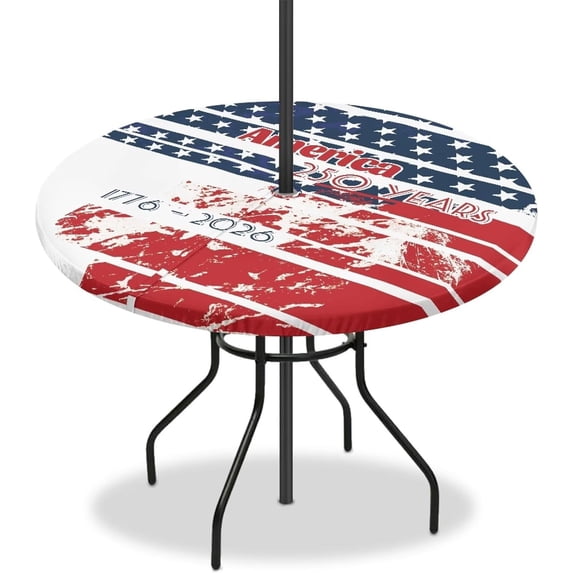 250 Years USA Fitted Round Tablecloth – Patriotic Eagle Design Outdoor ...