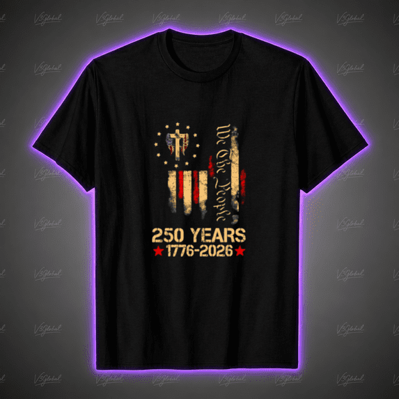 250 Years USA Flag Cross We The People T-Shirt, for men & women, S-5XL ...