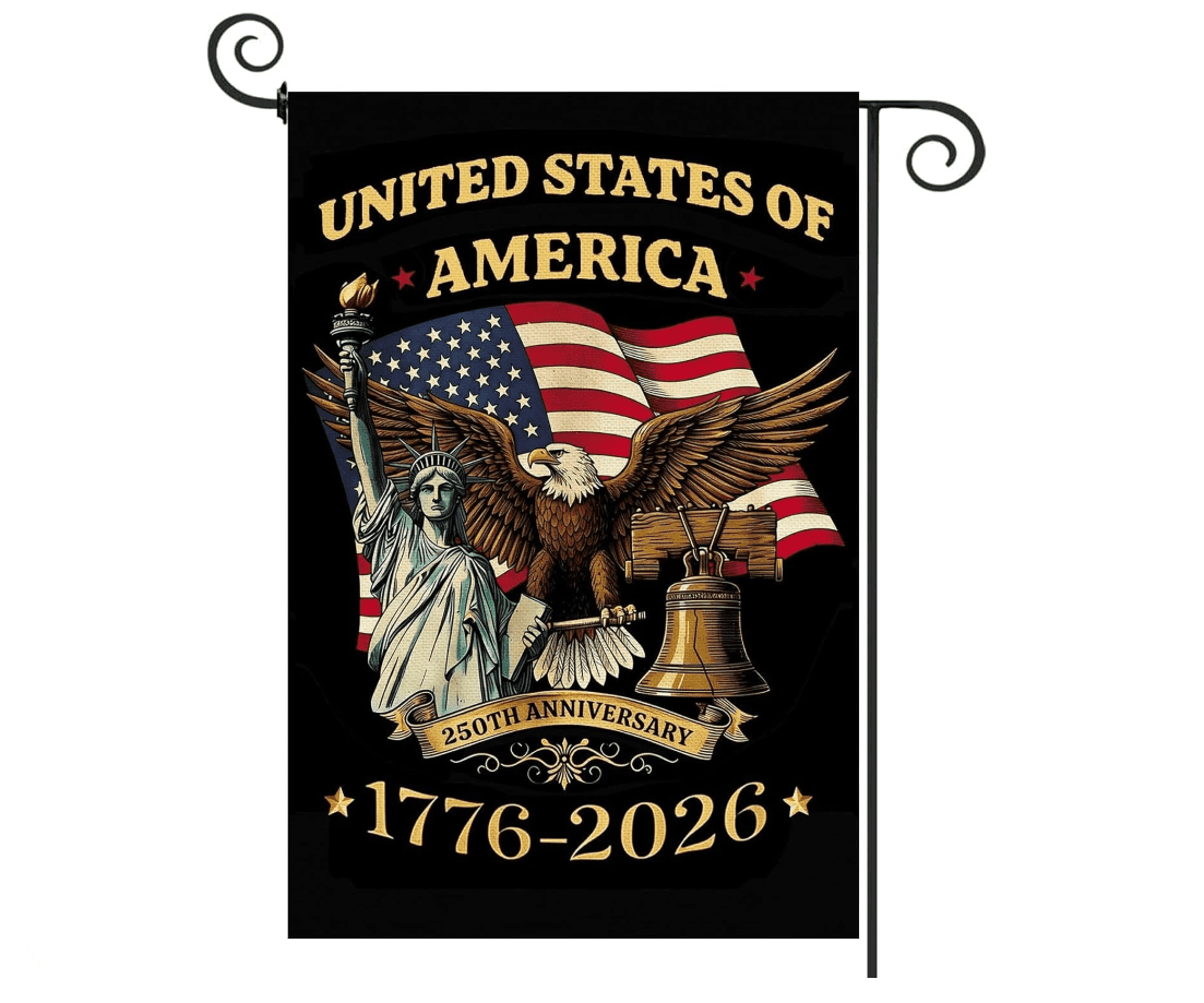 250 Years USA Flag, Double Sided Patriotic Banner 12x18 POLE NOT ...