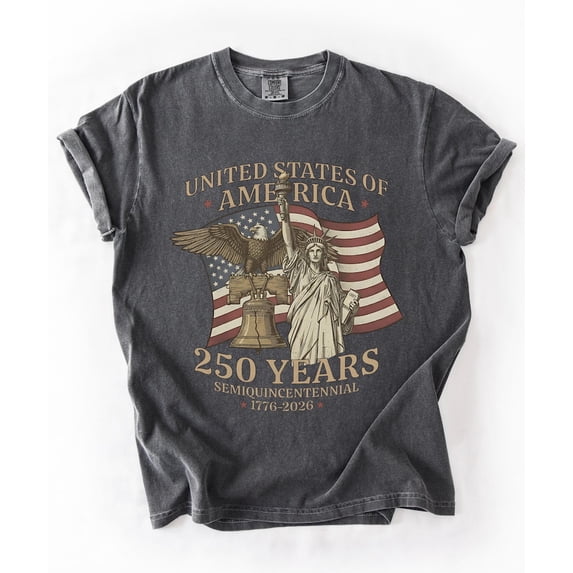 250 Years United States of America Graphic T-Shirt, Eagle & Statue of ...