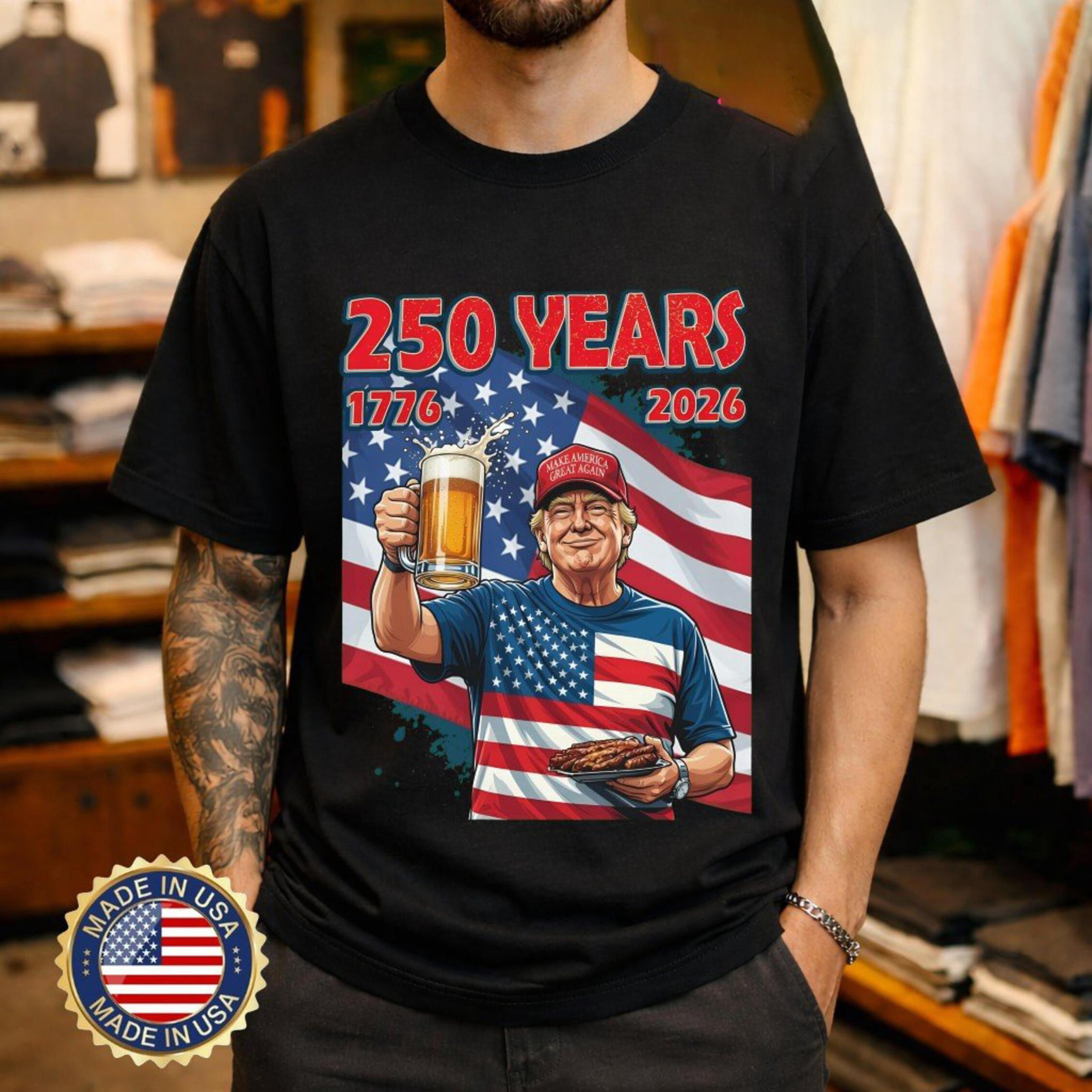 250 Years of America Trump Shirt Independence Day Patriotic Tee_logo ...
