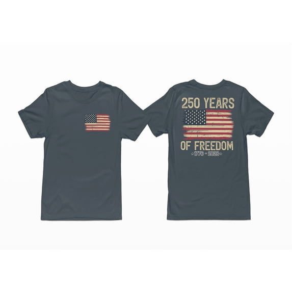 250 Years of Freedom 1776-2026 American Flag Patriotic Graphic T-Shirt ...