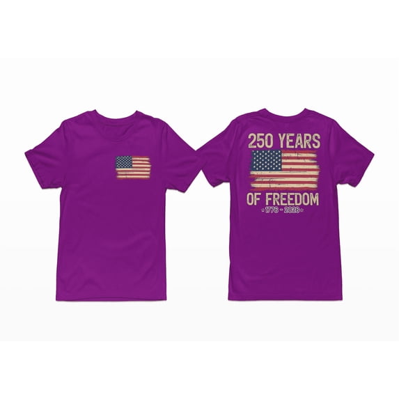 250 Years of Freedom 1776-2026 American Flag Patriotic Graphic T-Shirt ...