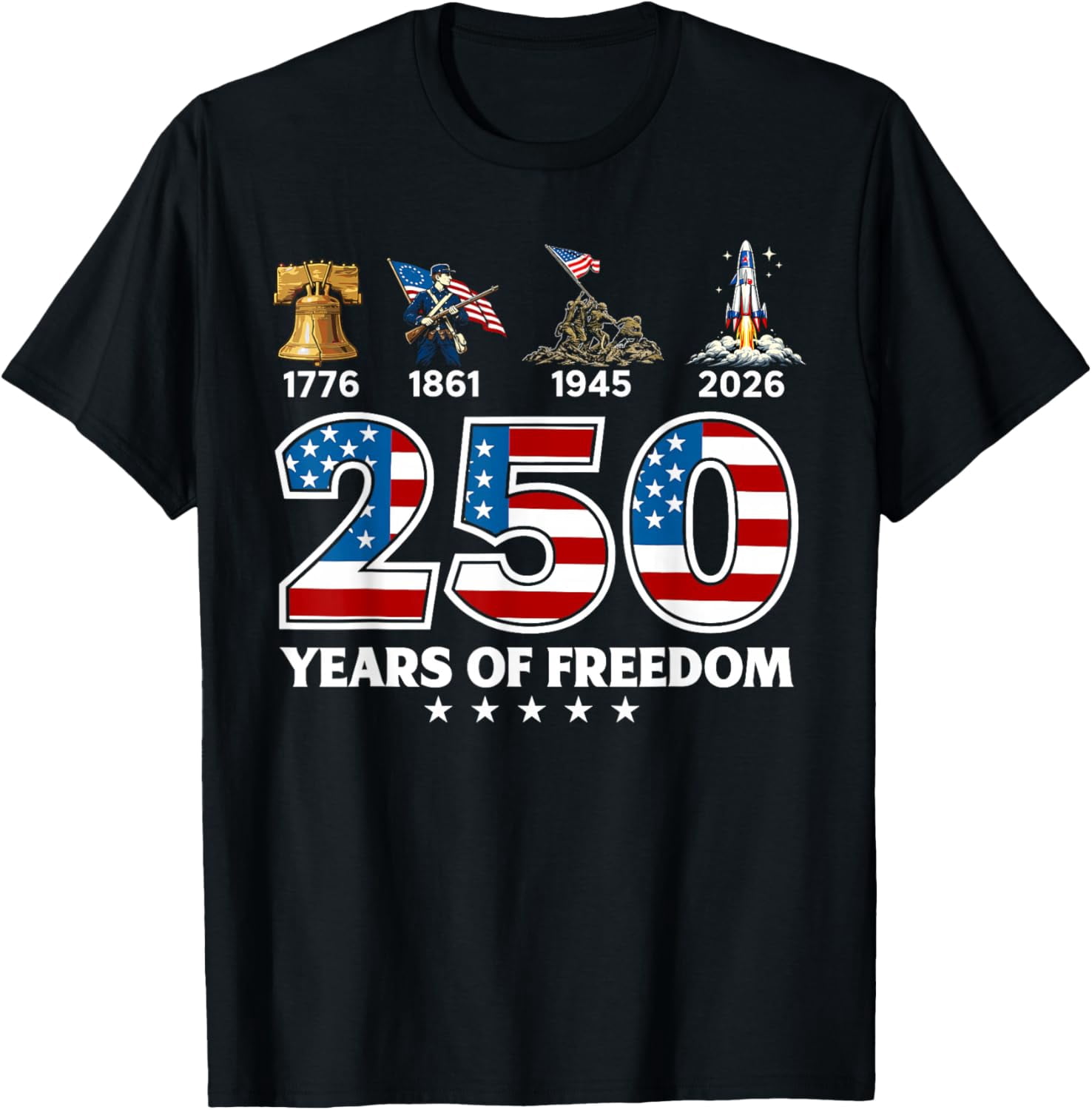 250 Years of Freedom 1776 2026 USA Freedom History T-Shirt - Walmart.com