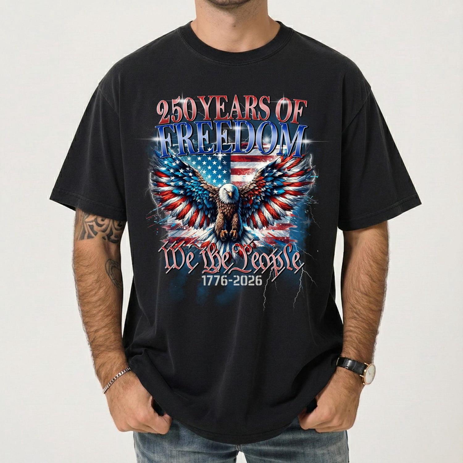 250 Years of Freedom Eagle Bootleg Shirt, 250th America Anniversary ...