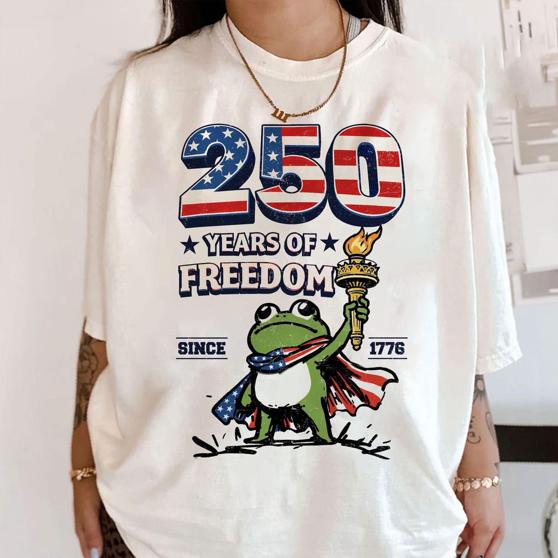 250 Years of Freedom T-Shirt, Patriotic Frog 1776 Graphic Tee, Fourth ...