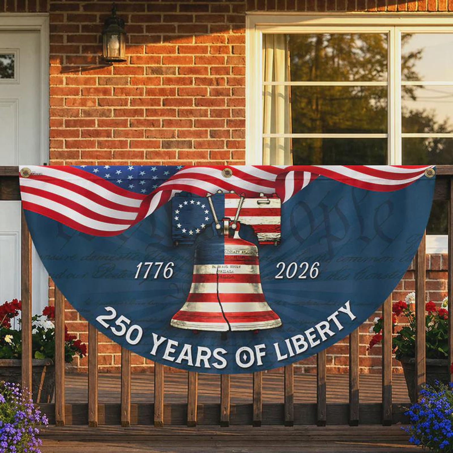 250 Years of Liberty Fan Flag, Betsy Ross Liberty Bell 1776 2026 ...