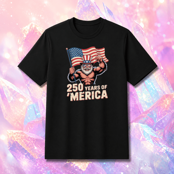 250 Years of Merica Patriotic Muscle Man Flag Unisex T-Shirt, S-5XL ...