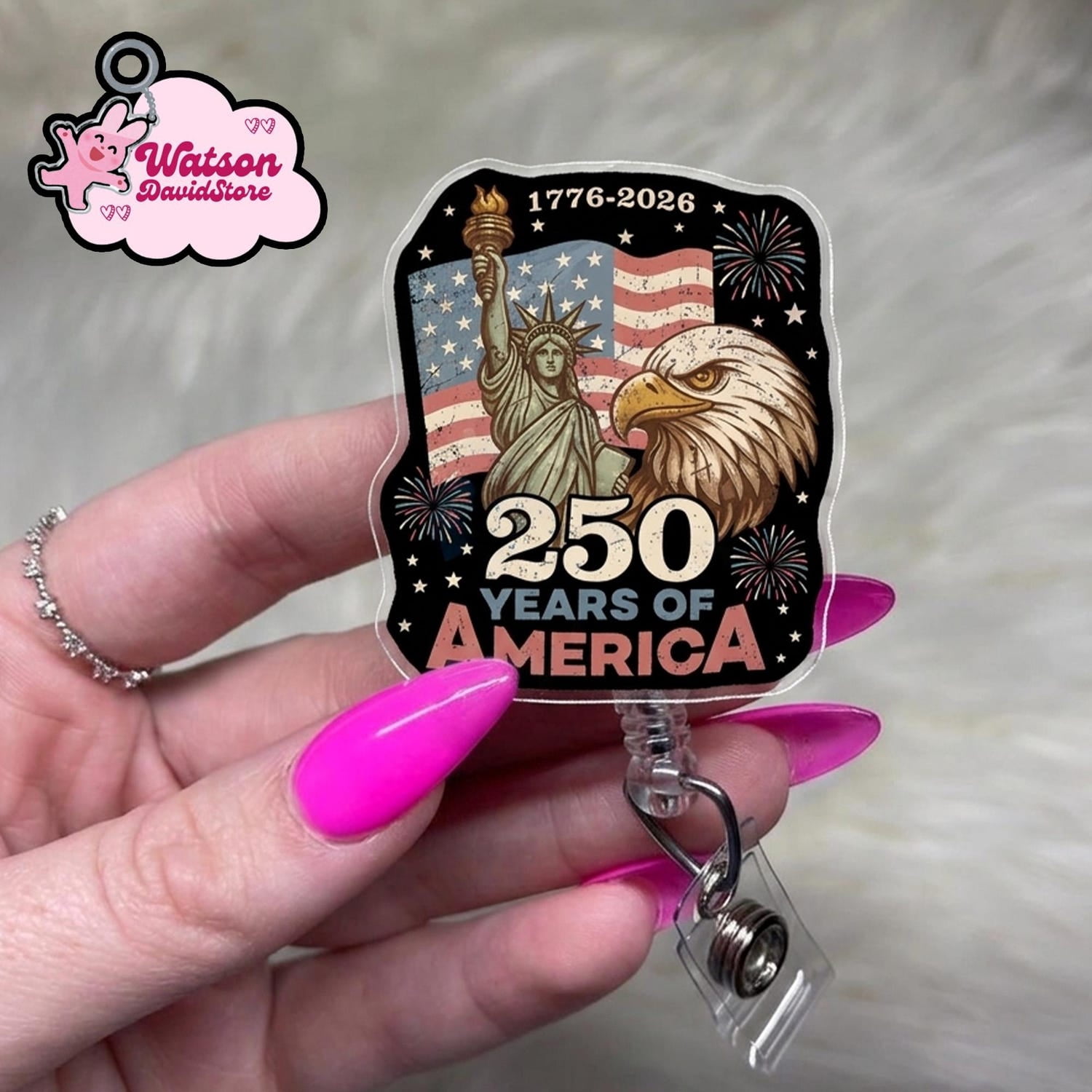 250 Yrs Of Freedom USA Badge Reel, 4th Of July United States Acrylic ...