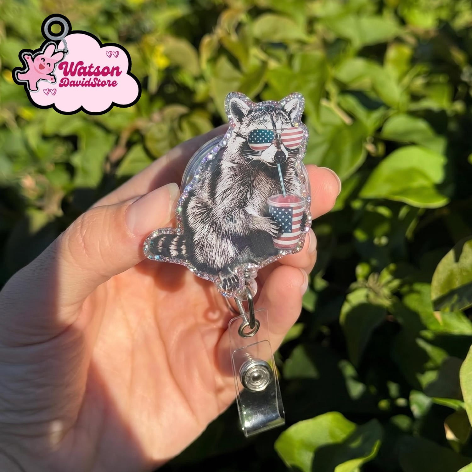 250 Yrs of freedom Raccoon Coffee 4th of July Retractable Nurse Acrylic ...