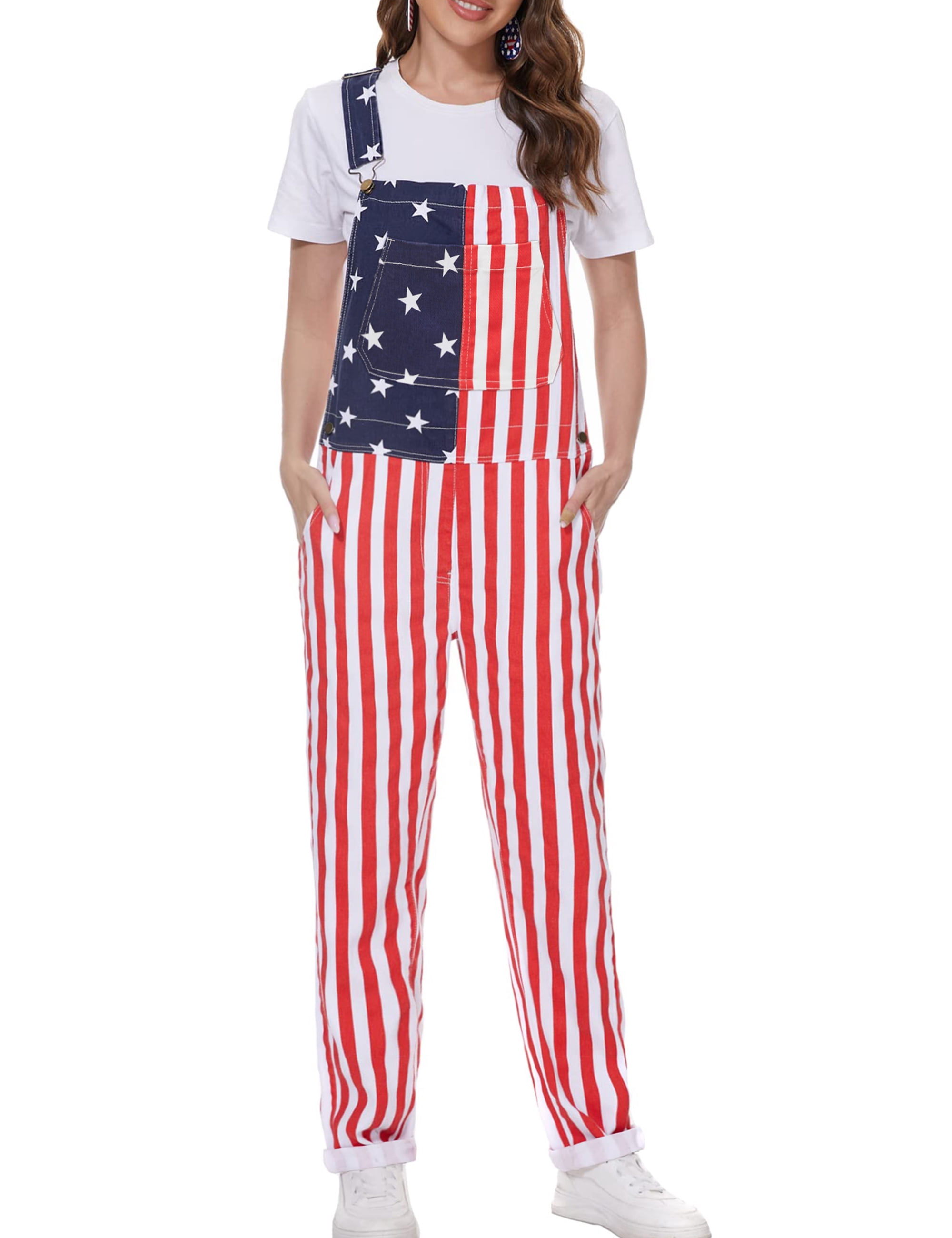250 anniversary USA Flag Overalls for Women Fashion Jumpsuits Printed ...