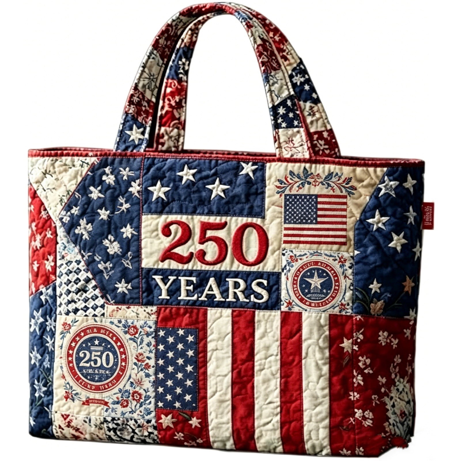 250 anniversary usa Reversible Quilted Tote Bag with Side Pockets ...