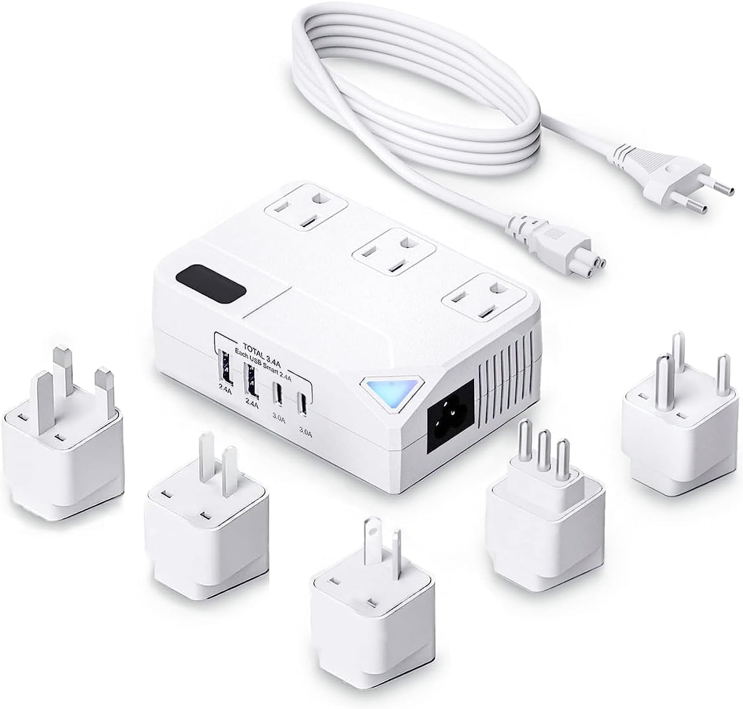 250 converter plug, international travel converter, with 2 and 2- ports ...