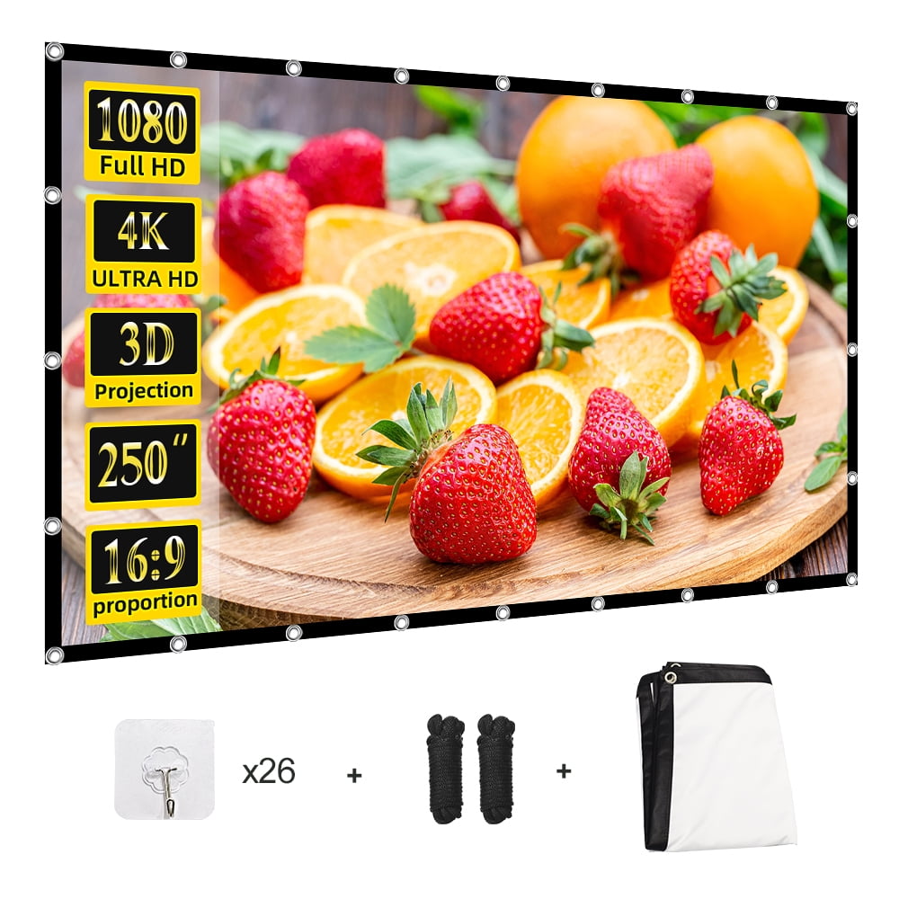 250 inch Outdoor Projector Screen,Foldable Washable Indoor Portable ...