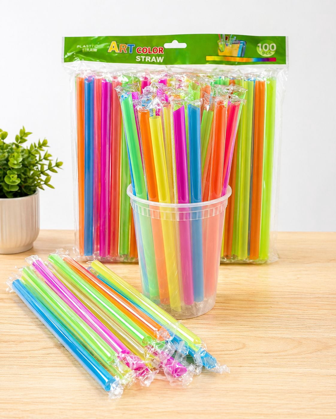 300 Pcs Jumbo Smoothie Boba Straws, Colorful Disposable Plastic Straws ...