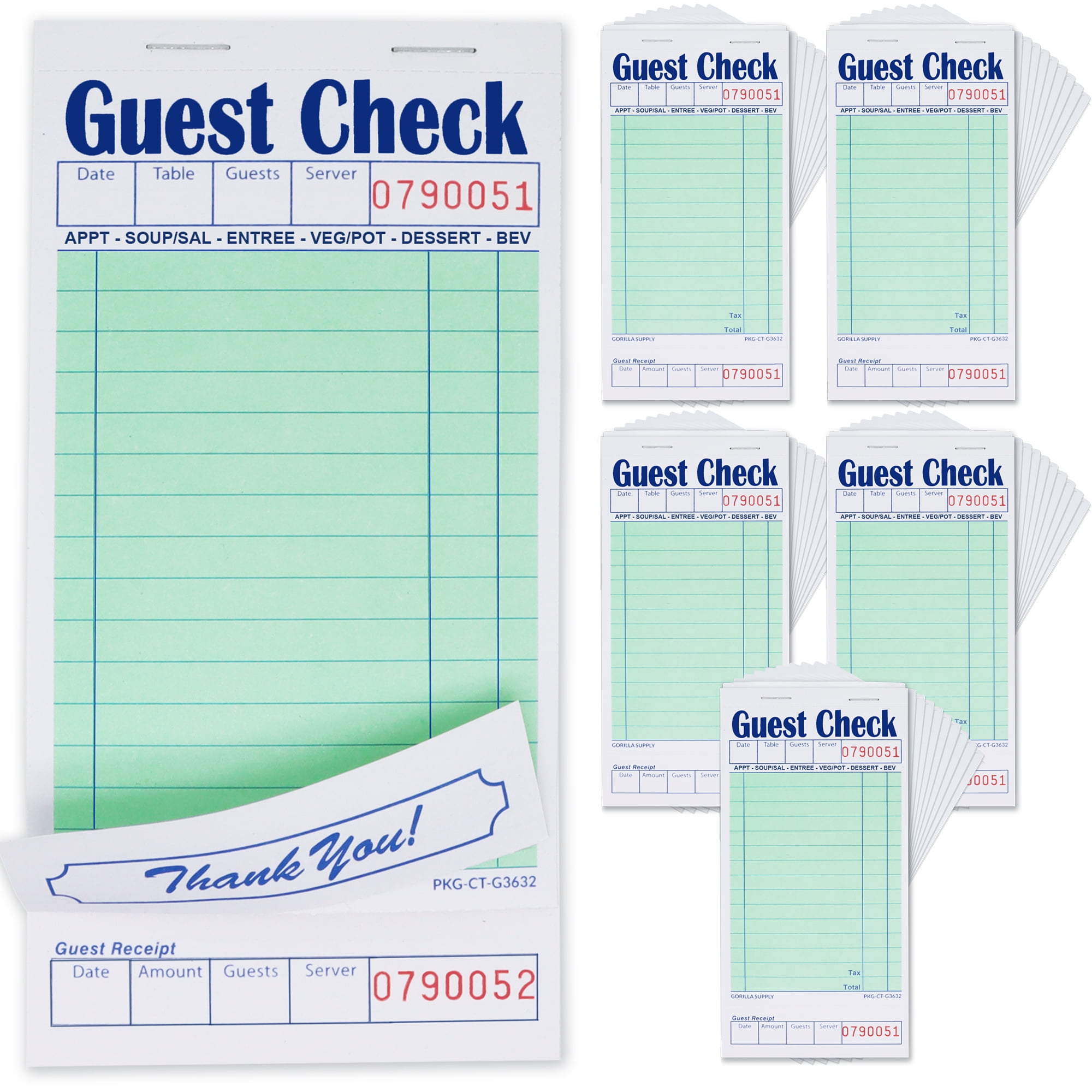 Gorilla Supply Guest Check Book - Heavyweight, Perforated, 3.4" x 6.73 ...