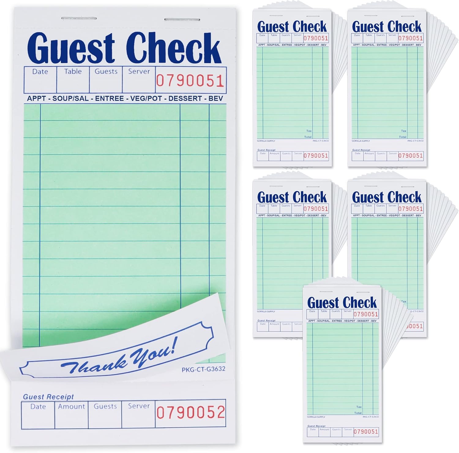 [2500] Guest Check Book 3.4" x 6.73" Server Notepads Order Pad for ...