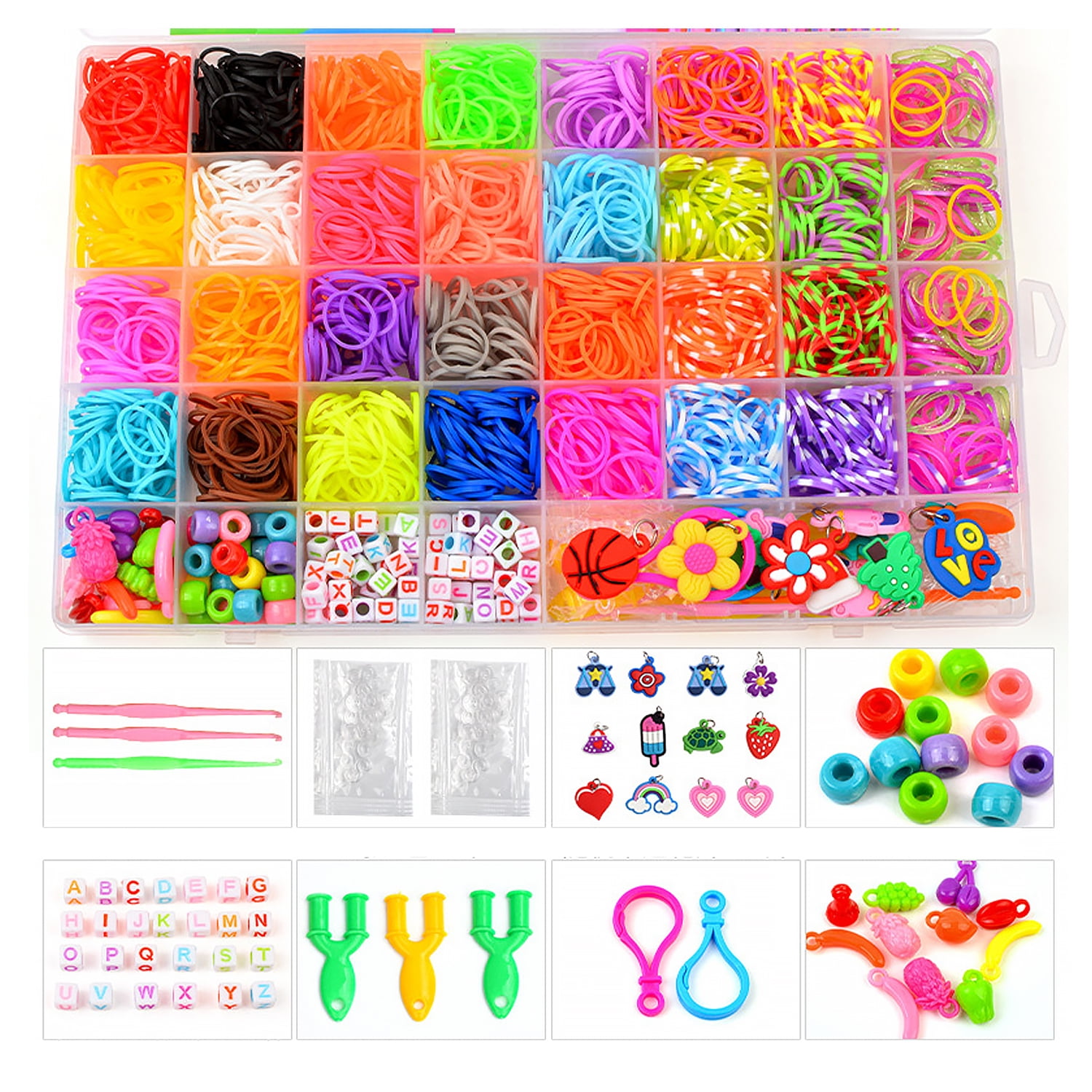 2500+ Loom Bands, Rubber Band Bracelet Kit, Loom Bracelet Making Kit ...
