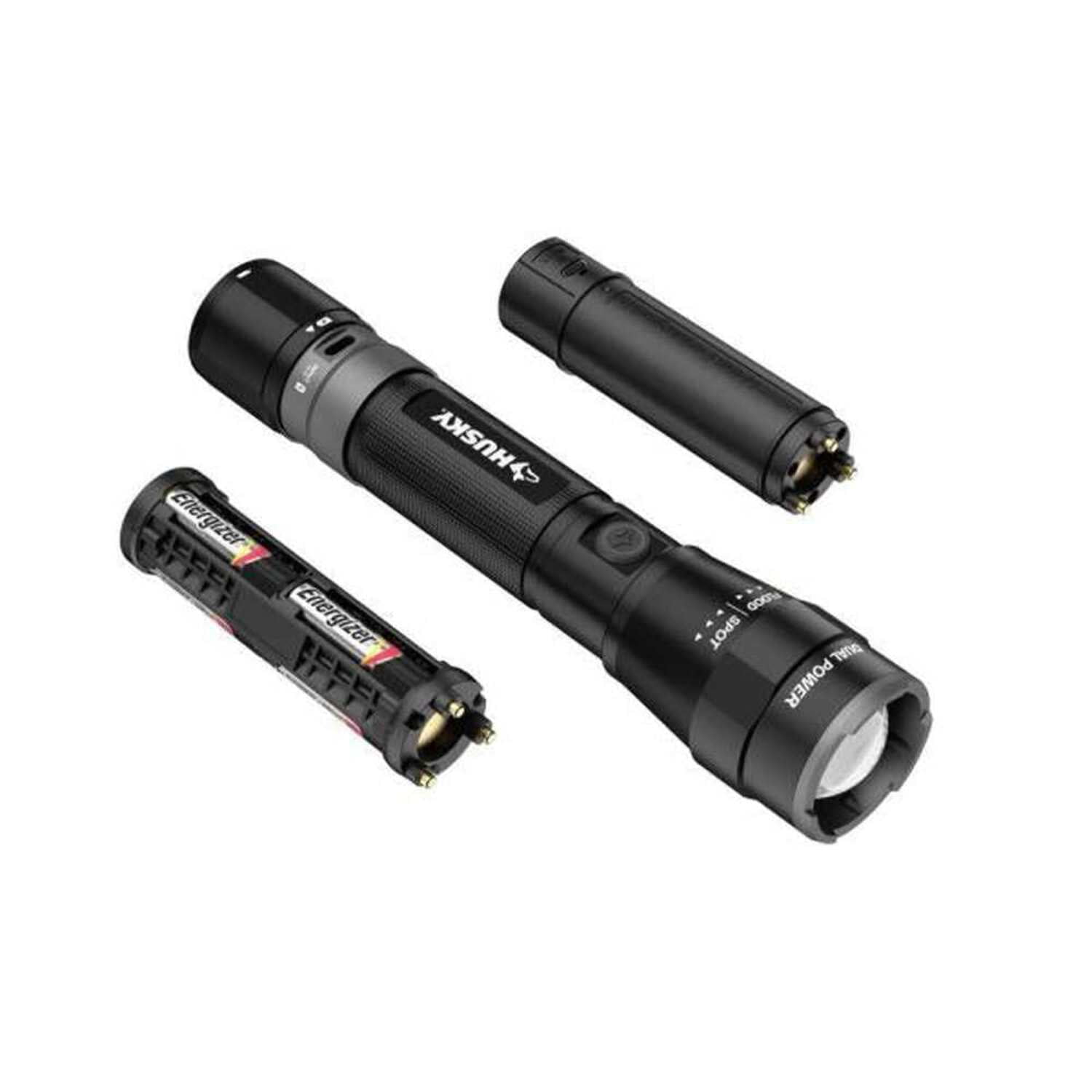 2500 Lumens Dual Power LED Rechargeable Focusing Flashlight with ...