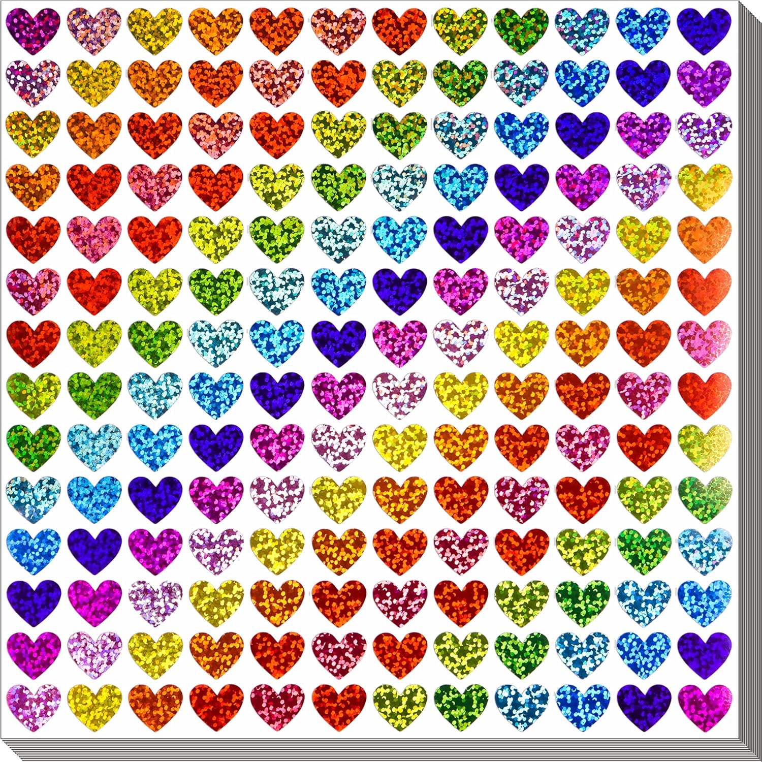 2500 Pcs Heart Stickers 0.6 Inch Glitter Colored Stickers for Kids ...
